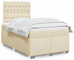Box spring postel s matrací krémová 120x190 cm textil 3292739