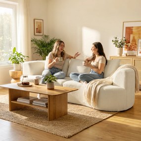 HOMCOM pohovka pro 3 osoby, 260 cm, chenille ‚cloud‘ sedačka s 3 bederními polštáři, širokými područkami a polstrovaným sedákem — krémová