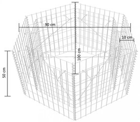 Šestihranný gabionový vyvýšený záhon Dekorhome 160x140x50 cm