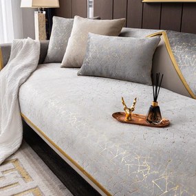 Luxusní potah na polštářek hodící se k přehozu na pohovku, či křeslo se zlatým motivem Barva: G