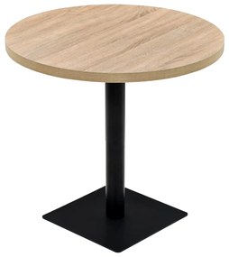 Bistro stůl - deska a ocel - kulatý - 80x75 cm | dub