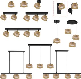 Brilagi - Nástěnná lampa s USB portem AURA LUX 1xGX53/30W/230V černá/zlatá