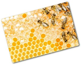 Wallmuralia Kuchyňská deska skleněná Pracujíčí včely 80x52 cm