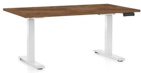 Výškově nastavitelný stůl OfficeTech D, 120 x 80 cm, bílá podnož, dub silverjack