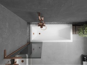 Mexen Next L, 1-křídlová vanová zástěna 50 x 150 cm, 6mm šedé sklo, růžové zlato profil, 895-050-000-03-40-60