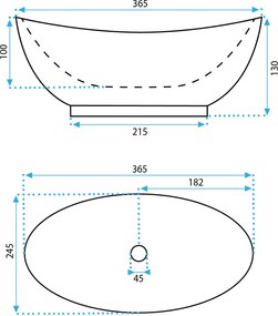 Rea Kate mini, umyvadlo na desku 365x245x130 mm, bílá lesklá, REA-U6803