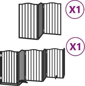 Zábrana pro psy s dvířky skládací 9 panelů černá 450 cm topol 3155600
