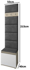 Eka Předsíňová stěna s čalouněnými panely Trinity 7 - Dub Artisan s černou / Šedá 2314