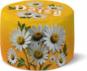 Žlutá Podnožka Se Sedmikráskami Daisy Kulatá Taburet 35x25 cm Křeslo Stůl Pohodlné