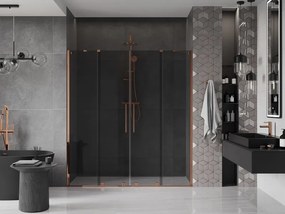 Mexen Velar Duo, posuvné sprchové dveře do otvoru 170 cm, 8mm šedé sklo, růžové zlato, 871-170-000-42-60
