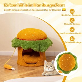 Costway Roztomilá kočičí postýlka ve tvaru hamburgeru pro kočky s polstrovaným