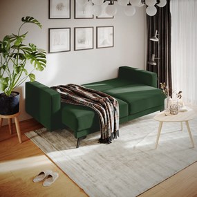 Třímístná rozkládací pohovka do obývacího pokoje Lahvově zelená LIKTO