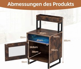 Costway Moderní noční stolek s LED osvětlením a horním tácem