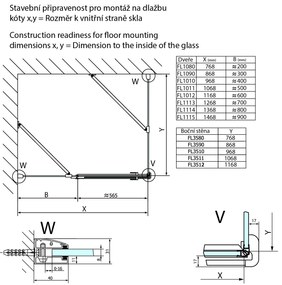 Polysan, FORTIS LINE sprchové dveře 1000mm, čiré sklo, levé, FL1010L