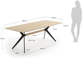 OnaDnes -20% Světlý dubový jídelní stůl Kave Home Amethyst 160 x 90 cm