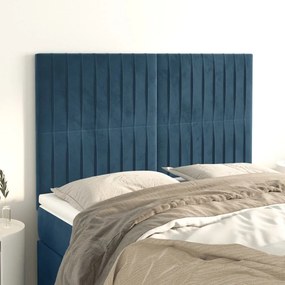 Čelo postele tmavě modré 144x5x118/128 cm sametové 3116622