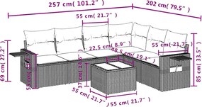 7dílná zahradní sedací souprava s poduškami černá polyratan 3252552