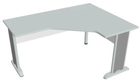 Stůl ergo lomený levý 160×120/60 cm - Hobis Cross CEV 60 L Dekor stolové desky: šedá, Dekor lamino podnože: bílá, Barva nohou: Stříbrná