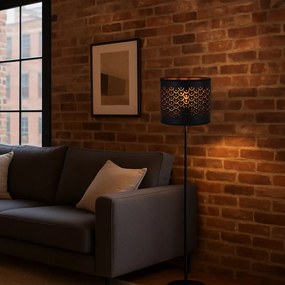 Stojací lampa Morgan, 1x plastové/černé textilní stínítko, b/g
