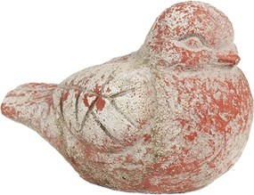 Cihlovo-šedá antik cementová dekorace ptáček Brocante - 14*9*10 cm