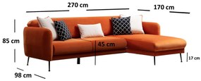 Hanah Home Rohová pohovka SEVILLA pravá oranžová 560ARE1107