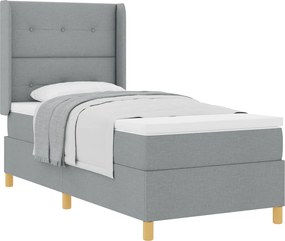 Postel s boxspringem s čelo Světle šedá 80 x 200 cm textil 3341798