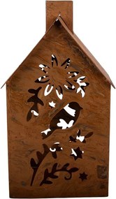 Rezavý svícen ve tvaru domku Rustic Charm - 11*15*26 cm
