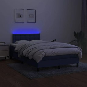 Box spring postel s matrací a LED modrá 120x190 cm textil 3270073