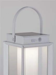 NV 9002861 Venkovní stolní lampa VERHAAL bílý hliník a čiré sklo LED 2W 3000K 3,7V 360st. IP54 solární / USB kabel / vypínač na těle - NOVA LUCE