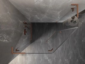 Mexen Lunar, L pětiúhelníkový sprchový kout naklápěcí doleva 100 x 90 cm, 8mm čiré sklo, profil měděná matná, 831L-100L-090P-65-00-L