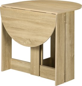 HOMCOM Skládací Jídelní Stůl Kuchyňský Stůl se 2 Sklopnými Křídly Skládací Stůl pro 2-4 Osoby 104x76x73,7 cm Dub