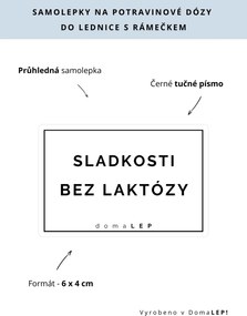 SLADKOSTI BEZ LAKTÓZY - Samolepka s rámečkem na dózy do lednice, 6 x 4 cm