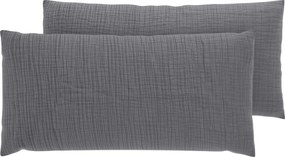 Livarno® Mušelínový potah na polštář pro spánek na boku, 40 x 80 cm, 2 kusy (šedá)