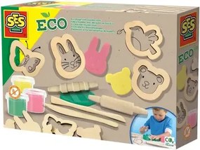 SES CREATIVE Modelína Eco bezlepková / 3x 90g + dřevěné nástroje / od