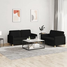 2dílná sedací souprava s poduškami černá textil 3202090