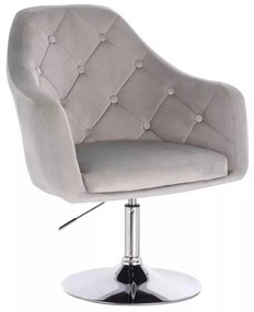 LuxuryForm DESIGN Otočné křeslo ANDORA VELUR na stříbrném talíři - světle šedé