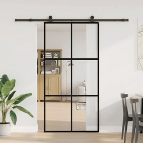 Posuvné dveře s kováním 102x205 cm ESG sklo a hliník 3332820