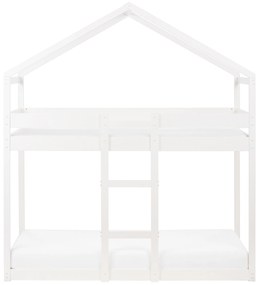 Dětská dřevěná postel patrová 90 x 200 cm bílá LABATUT Beliani