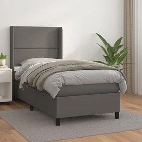 Box spring postel s matrací šedá 100x200 cm umělá kůže 3132427