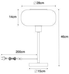 Stolní lampa v art deco stylu černá s jantarovým sklem - Bizle
