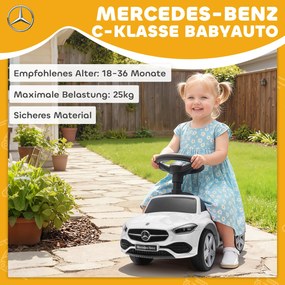 AIYAPLAY Dětské odrážedlo Mercedes-Benz C-Class s klaksonem, zvuky motoru, úložným prostorem, pro děti 18-36 měsíců, bílé