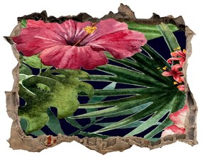 Wallmuralia Nálepka 3D díra na zeď Tropické květiny 95x64 cm