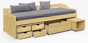 Postel 90x200 s úložným prostorem, přírodní, masiv, MAXI NEW Kondela 0000274652