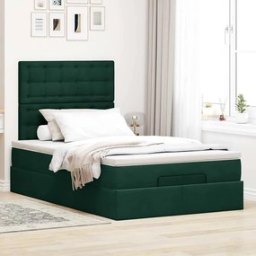 Osmanský rám postele s matracemi tmavě zelené 120x190 cm samet 3313604