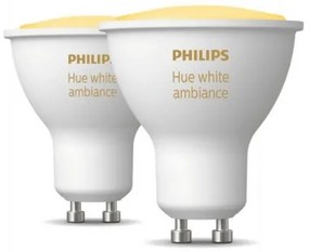 LED žárovka GU10 Philips Hue 2ks 4,2W (50W) White Ambiance (2200-6500K) stmívatelná