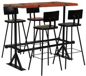 5dílný barový set masivní recyklované dřevo vícebarevný 245399