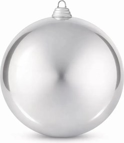 Velká vánoční koule 30 cm, stříbrná, lesklá, UV