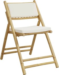 3dílný skládací bistro set s krémově bílými poduškami bambus 3208933