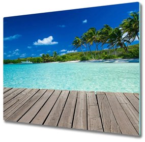 Skleněná krájecí deska Tropické pláže 60x52 cm
