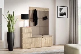 Eka Předsíňová stěna s čalouněnými panely Trinity 34 - Sonoma /Tmavá béžová 2305